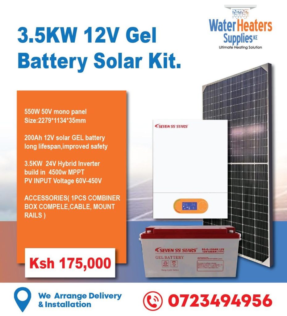 3.5KW 12V Gel Battery Solar Kit - Water Heaters Kenya